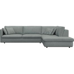 Ecksofa FLEXLUX "Lovane, elegant und zeitlos, bequem, L-Form", blau (sky blau), B:328cm H:84cm T:272cm, 62% Polyester/14% Cotton/7% Linen, Sofas, Ecksofa, Weich & anschmiegsam, gro&szlig;e Sitztiefe auf Kaltschaum, Dekokissen inkl.