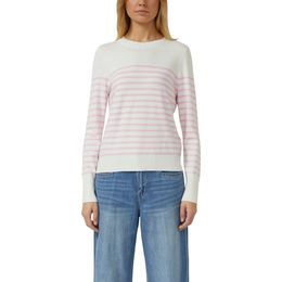 Rundhalspullover s.Oliver, Damen, Gr. 38, rose stripe, Obermaterial: 72% Viskose, 28% Polyester, gestreift, regular fit taillenbedeckt, Rundhals, Rippb&uuml;ndchen, Pullover Rundhalspullover, mit Streifenmuster