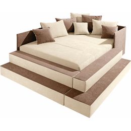 Polsterbett Maintal, braun (beige, cappuccino), H:72cm L:246cm, Betten, Polsterbett, Spielwiese oder Schlafplatz
