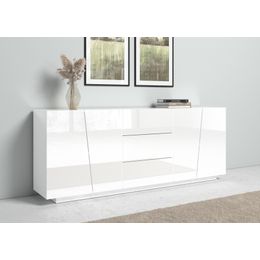 Sideboard Home Affaire "Vega", wei&szlig; (wei&szlig; hochglanz), B:220cm H:86cm T:43cm, Sideboards, Sideboard, Breite 220 cm