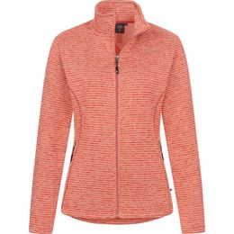 Strickfleecejacke DEPROC Active "CALEDONIA WOMEN", Damen, Gr. 48 (XL), rot, 100% Polyester, tailliert, gerader Abschluss, Jacken Strickfleecejacke, Kontrastreissverschluss