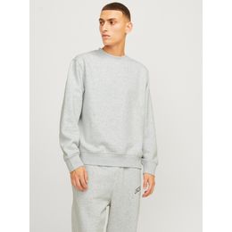 Jack & Jones Sweatshirt JACK & JONES "JJEURBAN EDGE SWEAT CREW NECK NOOS", Herren, Gr. XL, grau (wei&szlig; melange), angeraute Sweatware, Obermaterial: 70% Baumwolle, 30% Polyester, meliert, relaxed fit taillenbedeckt, Rundhals, Rippb&uuml;ndchen, Sweatshirts Sweatshirt, mit Rippb&uuml;ndchen