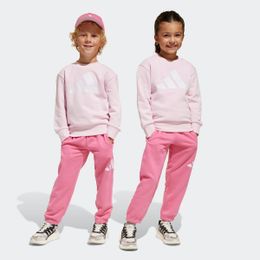 Trainingsanzug adidas Sportswear "LK BL FL JOG", Damen, Gr. 104, pink (clear pink, wei&szlig;), Obermaterial: 70% Baumwolle, 30% Polyester, Sportanz&uuml;ge Trainingsanzug