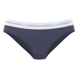 Bikinislip Copenhagen Studios, Damen, Gr. XL (42), navy, Single Jersey, Obermaterial: 50% Modal (TENCEL&trade;), 45% Baumwolle, 5% Elasthan (LYCRA), unifarben mit Farbeinsatz, k&ouml;rpernah, Unterhosen Bikinislip, mit elastischem Logobund