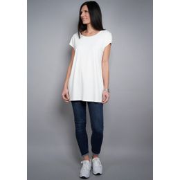 Longshirt Seidel Moden, Damen, Gr. 44, wei&szlig; (sanftes wei&szlig;), Jersey, Obermaterial: 95% Viskose, 5% Elasthan, unifarben, normal Po-bedeckend, Rundhals, angeschnitten abgesteppte Kante, Shirts Longshirt, MADE IN GERMANY, Topseller