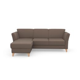 Sit & More Ecksofa SIT & MORE "Visby L-Form", grau (taupe), B:248cm H:87cm T:162cm, Sofas, Ecksofa, Wahlweise mit Bettfunktion und Bettkasten, frei im Raum stellbar