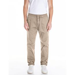 Schlupfhose Replay "Regular Fit", Herren, Gr. 32, L&auml;nge 32, grau (stone), Obermaterial: 97% Baumwolle, 3% Elasthan, regular fit lang, Hosen Schlupfhose, mit elastischem Bund