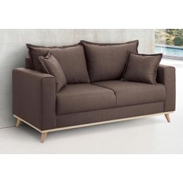2-Sitzer Home Affaire "Edina", braun (braun, filzoptik), B:162cm H:74cm T:84cm, Webstoff (100% Polyester);Baumwollmix (50% Baumwolle, 50% Polyester);Baumwollmix (50% Baumwolle, 50% Polyester), Sofas, 2-Sitzer, auch in Baumwollmix-Bezug, im skandinavischem Stol