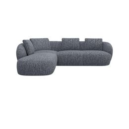 Ecksofa FLEXLUX "Torino, rund, L-Form, Sofa-Ecke mit Ottomane", grau (granite grau), B:265cm H:85cm T:237cm, 100% Polyester, Sofas, Ecksofa, Modernes, organisches Sofa-Design, Kaltschaum, Wellenunterfederung