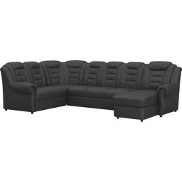 Wohnlandschaft Home Affaire "Boston U-Form", schwarz, B:333cm H:102cm T:216cm, 64% Polyurethan, 25% Polyester, 11% Baumwolle, Sofas, Wohnlandschaft, mit hoher R&uuml;ckenlehne, wahlweise mit Bettfunktion & Stauraum