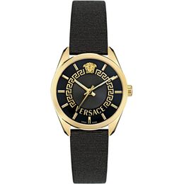 Quarzuhr Versace "NEW V-CIRCLE LADY", schwarz, Armbanduhren, Damen, Quarzuhr, Armbanduhr, Damenuhr, Saphirglas, Swiss Made, analog