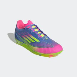 Fu&szlig;ballschuh adidas Performance "F50 LEAGUE FG/MG", Gr. 48, blau (blau fusion, lucid lemon, lucid pink), Synthetik, Textil, Schuhe Fu&szlig;ballschuh, f&uuml;r Rasenpl&auml;tze