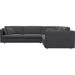 Ecksofa FLEXLUX "Lovane, elegant und zeitlos, bequem, L-Form", grau (dervit grau), B:328cm H:84cm T:295cm, 100% Polyester, Sofas, Ecksofa, Weich & anschmiegsam, gro&szlig;e Sitztiefe auf Kaltschaum, Dekokissen inkl.