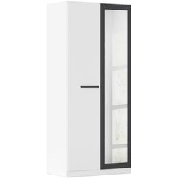 Dreht&uuml;renschrank Rauch "Kleiderschrank Schrank Garderobe Garderobenschrank Stauraumwunder MODI", wei&szlig; (wei&szlig;, graumetallic), B:91cm H:210cm T:54cm, Holzwerkstoff, Schr&auml;nke, Dreht&uuml;renschrank, optional mit Spiegel MADE IN GERMANY