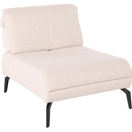 Sessel Home Affaire "Stenlille", beige, B:80cm H:83cm T:107cm, Struktur weich (100% Polyester);Struktur grob (100% Polyester);100% NaturLEDER, Sessel, Sessel, mit Sitztiefenverstellung und Kopfteilverstellung