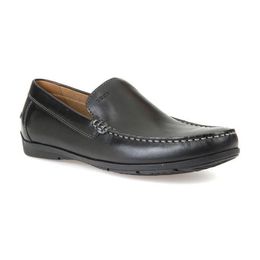Mokassin Geox "U SIRON A", Herren, Gr. 42, schwarz, Leder, Schuhe Mokassin, Loafer, Business Schuh, Autofahrer Schuhe mit Ziernaht