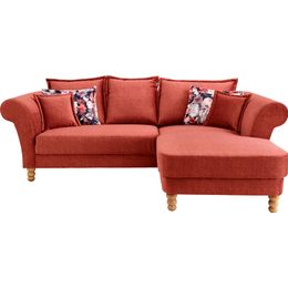 Ecksofa Home Affaire "Tassilo Mega Polsterecke mit Kaltschaum im Sitz, bequem, L-Form", orange (koralle), B:262cm H:95cm T:198cm, 100% Polyester, Sofas, Ecksofa