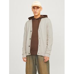 Jack & Jones Strickjacke JACK & JONES "JJEEMIL KNIT BUTTON CARDIGAN NOOS", Herren, Gr. XS, beige (oatmeal detail:melange), Strick, Obermaterial: 60% Baumwolle, 20% Nylon, 20% Viskose, meliert, tiefer V-Ausschnitt, B&uuml;ndchen, Strickjacken Strickjacke