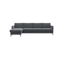 Ecksofa FLEXLUX "Fiore, L-Form", grau (soft grau), B:280cm H:85cm T:159cm, 100% Polyester, Sofas, Ecksofa, schmale Armlehnen, Kaltschaum, F&uuml;&szlig;e Alu+schwarz