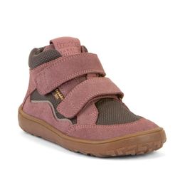 Barfu&szlig;schuh froddo "BAREFOOT TEX AUTUMN", M&auml;dchen, Gr. 29, rosa (rosa, grau), Textil, Veloursleder, Schuhe Barfu&szlig;schuh, Klettschuh, Winterstiefel mit TEX-Membrane