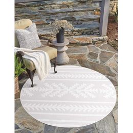 Teppich Carpet City "In-& Outdoorteppich Santorini 411, 3D-Effekt, Boho-Optik", beige (creme), H:5mm &Oslash;:200cm, Polypropylen, Teppiche, Teppich, Wetterfest & UV-best&auml;ndig f&uuml;r Terrasse, Balkon, K&uuml;che, Flur