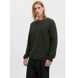 Jack & Jones Rundhalspullover JACK & JONES "JJEHILL KNIT CREW NECK NOOS", Herren, Gr. S, duffel bag detail:twist, Strick, Obermaterial: 100% Baumwolle, unifarben, regular fit normal, Rundhals, gerader Abschluss, Pullover Rundhalspullover, Baumwolle, regular fit