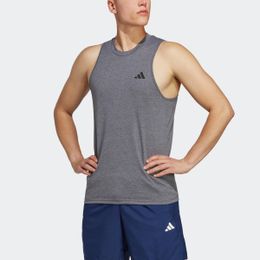 Tanktop adidas Performance "TRAIN ESSENTIALS FEELREADY TRAINING SLEEVELESS", Herren, Gr. XL, schwarz-wei&szlig; (dunkelgrau heather, wei&szlig;, schwarz), Single Jersey, Obermaterial: 70% Polyester, 30% Baumwolle, clean, tiefer Rundhals, Tops Tanktop