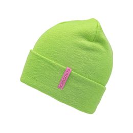 Strickm&uuml;tze Chillouts "Monty Hat", Damen, gr&uuml;n (lime), Feinstrick, Kunstfaser, unifarben, M&uuml;tzen Strickm&uuml;tze, aus Leinen-Baumwollmix mit verstellbarer Passform & nat&uuml;rlichem Look