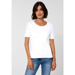 T-Shirt Cecil "Style Lena", Damen, Gr. XL (44), wei&szlig;, Jersey, Obermaterial: 100% Baumwolle, unifarben, k&ouml;rpernah h&uuml;ftlang, Rundhals, abgestepptes B&uuml;ndchen, Shirts T-Shirt, mit klassischem Rundhalsausschnitt, Topseller