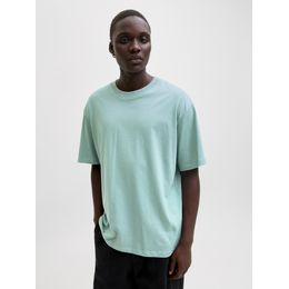 Jack & Jones Oversize-Shirt JACK & JONES "JJEBRADLEY Oversize T-Shirt mit klassischem Rundhalsausschnitt", Herren, Gr. XL, mineral blau, Jersey, Obermaterial: 100% Baumwolle, unifarben, oversize taillenbedeckt, Rundhals, Shirts Oversize-Shirt, mit gek&auml;mmten Jersey