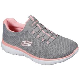 Slip-On Sneaker Skechers "SUMMITS", Damen, Gr. 37, grau (grau, rosa), Textil, Schuhe Slip-On Sneaker, Freizeitschuh, Komfortschuh mit sto&szlig;d&auml;mpfender Zwischensohle, Topseller