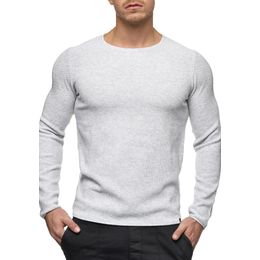 Rundhalspullover INDICODE "Kristian", Herren, Gr. M, wei&szlig; (optical wei&szlig;), Strick, Obermaterial: 100% Baumwolle, unifarben, regular fit normal, Rundhals, Pullover Rundhalspullover