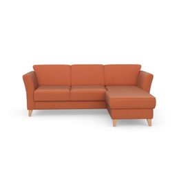 Sit & More Ecksofa SIT & MORE "Visby L-Form", orange (terra), B:248cm H:87cm T:162cm, Sofas, Ecksofa, Wahlweise mit Bettfunktion und Bettkasten, frei im Raum stellbar