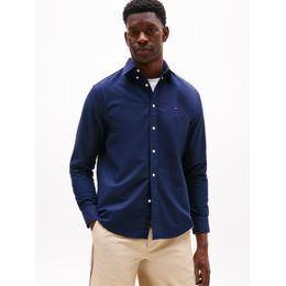 Langarmhemd Tommy Hilfiger "SOLID HERITAGE OXFORD Regular Fit SHIRT", Herren, Gr. XL, N-Gr, blau (preppy navy, desert sky solid), Web, Obermaterial: 100% Baumwolle, Hemden Langarmhemd