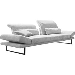 3-Sitzer 3C CANDY "Mallow Designsofa mit Komfortfunktionen, modern und bequem", silber, B:258cm H:83cm T:103cm, 100% Polyester, Sofas, 3-Sitzer, Verstellbare Armlehne und Kopfteil, manuelle Sitztiefenverstellung