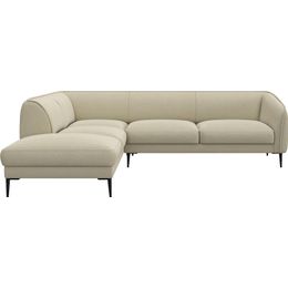 Ecksofa FLEXLUX "Belle Designsofa, L-Form, B/T 268/209 cm", beige (sandy beige), B:268cm H:74cm T:209cm, 100% Polyester, Sofas, Ecksofa, Skandinavisches Design, In hochwertiger Verarbeitung