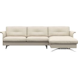 Ecksofa FLEXLUX "Glow bequem und komfortabel durch hochwertigen Sitzaufbau, L-Form", wei&szlig; (warm wei&szlig;), B:273cm H:81cm T:158cm, 100% Echteder, Sofas, Ecksofa, Modernes skandinavisches Design