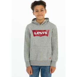Kapuzensweatshirt LEVI'S KIDS "LVB BATWING PULLOVER HOODIE", Jungen, Gr. 4/104, grau, Sweatware, Obermaterial: 60% Baumwolle, 40% Polyester, bedruckt, Basic schmal h&uuml;ftlang, Rippb&uuml;ndchen, Sweatshirts Kapuzensweatshirt, for BOYS