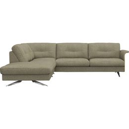 Ecksofa FLEXLUX "Glow, super bequem durch hochwertigem Sitzaufbau mit Federkern, L-Form", gr&uuml;n (fall gr&uuml;n), B:268cm H:81cm T:224cm, 62% Polyester/17%Baumwolle/14%Viscose/7%Leinen, Sofas, Ecksofa, Skandinavisches Design, In hochwertiger Verarbeitung