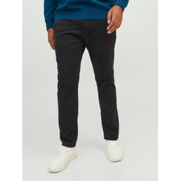 Jack & Jones PlusSize Chinohose "JPSTMARCO JJDAVE LC NOOS PLS", Herren, Gr. 40(XXXL), L&auml;nge 34, schwarz, Web, Obermaterial: 98% Baumwolle, 2% Elasthan, JACK & JONES PLUSSIZE, unifarben, slim fit kn&ouml;chellang, Hosen Chinohose