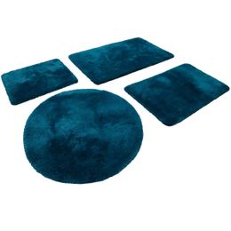 Badematte HOMIE LIVING "Porto Azzurro", blau (petrol), H:30mm, Polyester, Badematten, Badematte, Badteppich, uni, rechteckig & rund, waschbar, Badezimmerteppich