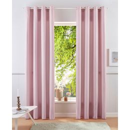 Vorhang OTTO HOME "Parry" Gr. 4, rosa (ros&eacute;), B:140cm H:245cm, Polyester, Recyceltes Material, Gardinen, Vorhang, 2-er Set, blickdicht, monochrom, basic, Topseller
