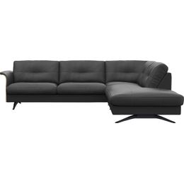 Ecksofa FLEXLUX "Glow, super bequem durch hochwertigem Sitzaufbau mit Federkern, L-Form", schwarz (deep schwarz), B:268cm H:81cm T:224cm, 100% Echteder, Sofas, Ecksofa, Skandinavisches Design, In hochwertiger Verarbeitung