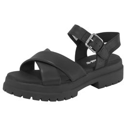 Sandale Timberland "London Vibe CROSS STRAP SANDAL", Damen, Gr. 39,5, schwarz, Leder, Schuhe Sandale