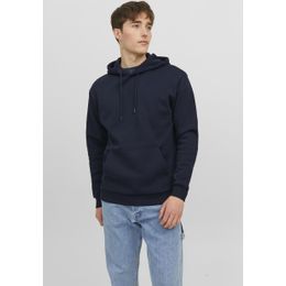 Jack & Jones Kapuzensweatshirt JACK & JONES "JJEBRADLEY SWEAT HOOD NOOS", Herren, Gr. XS, blau (navy blazer), angeraute Sweatware, Obermaterial: 61% Polyester, 39% Baumwolle, unifarben, relaxed fit normal, ohne Ausschnitt, Rippb&uuml;ndchen, Sweatshirts Kapuzensweatshirt, Materialmix, relaxed fit