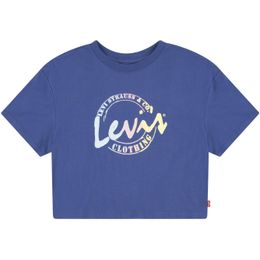 T-Shirt LEVI'S KIDS "MEET AND GREET SCRIPT", M&auml;dchen, Gr. 6 (116), blau (true navy), Jersey, Obermaterial: 100% Baumwolle, Rundhals, Shirts T-Shirt, for GIRLS