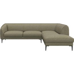 Ecksofa FLEXLUX "Belle Designsofa, L-Form, B/T 268/209 cm", gr&uuml;n (fall gr&uuml;n), B:268cm H:74cm T:209cm, 62% Polyester/17%Cotton/14%Viscose/7%linen, Sofas, Ecksofa, Skandinavisches Design, In hochwertiger Verarbeitung