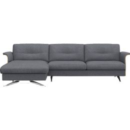 Ecksofa FLEXLUX "Glow, super bequem durch hochwertigem Sitzaufbau mit Federkern, L-Form", blau (navy blau), B:273cm H:81cm T:158cm, 62% Polyester/17%Baumwolle/14%Viscose/7%Leinen, Sofas, Ecksofa, Modernes skandinavisches Design