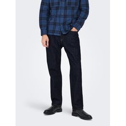 Only & Sons Regular-fit-Jeans ONLY & SONS "ONSEDGE STRAIGHT BROMO 0017 DOT DNM NOOS", Herren, Gr. 32, L&auml;nge 32, blau (dunkelblau denim detail:rinse), Denim/Jeans, Obermaterial: 100% Baumwolle, regular fit, Jeans Regular-fit-Jeans