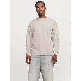 Jack & Jones Sweatshirt JACK & JONES "JJESTAR BASIC SWEAT CREW NECK NOOS", Herren, Gr. L, gelb (moonbeam), angeraute Sweatware, Obermaterial: 70% Baumwolle, 30% Polyester, unifarben, relaxed fit taillenbedeckt, Rundhals, Rippb&uuml;ndchen, Sweatshirts Sweatshirt, mit Rundhalsausschnitt